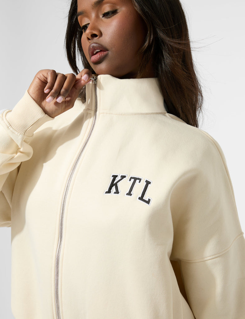 Ktl Logo Oversized Zip Up Sweatshirt Buttercream