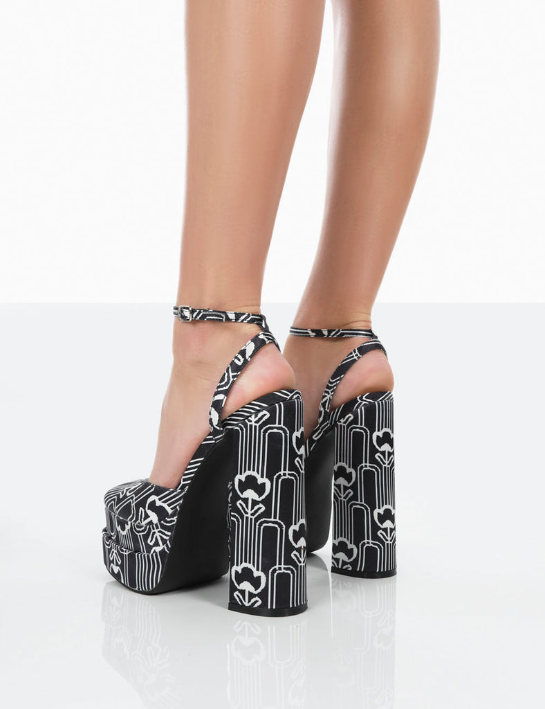 Moonchild Print Closed Toe Statement Platform Block Heels