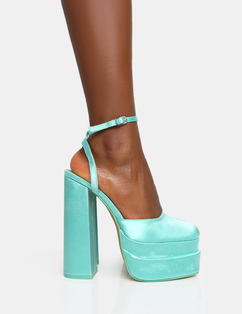 Moonchild Turquoise Closed Toe Statement Platform Block Heels